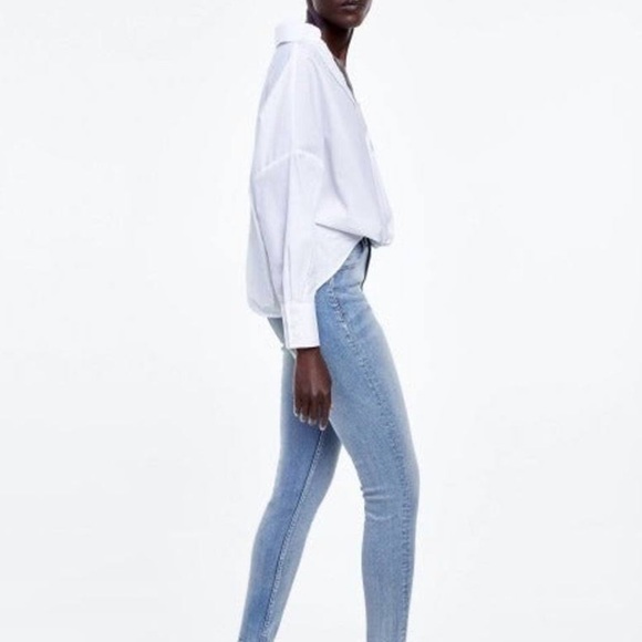 Zara | Jeans | Zara High Rise Skinny Flawed Blue Jeans Sz 4 | Poshmark